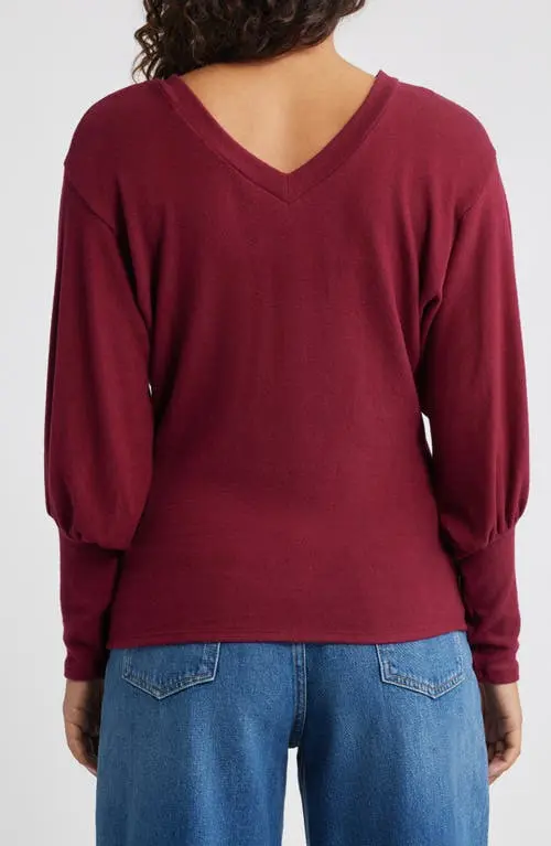 Loveappella Brushed Jersey Top - Burgundy
