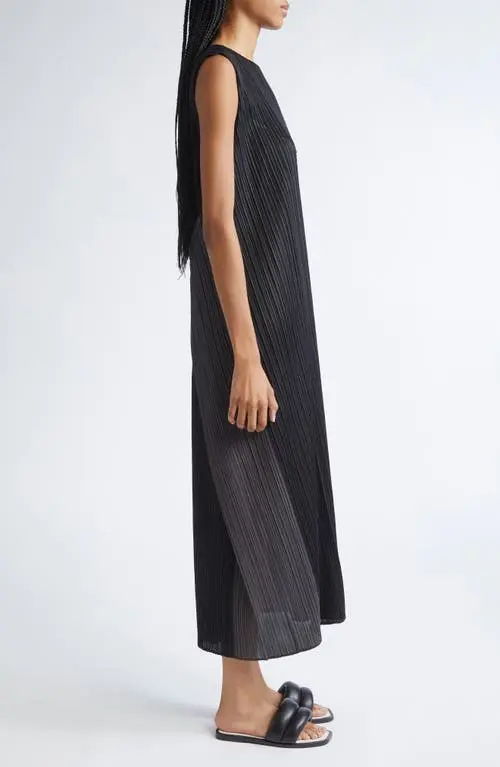 Issey Miyake Pointe Pleated Asymmetric Sleeveless Midi Dress