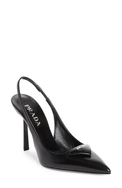 Prada Logo Slingback Pump - Nero