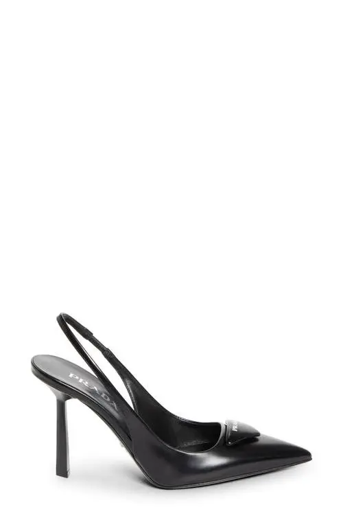 Prada Logo Slingback Pump - Nero