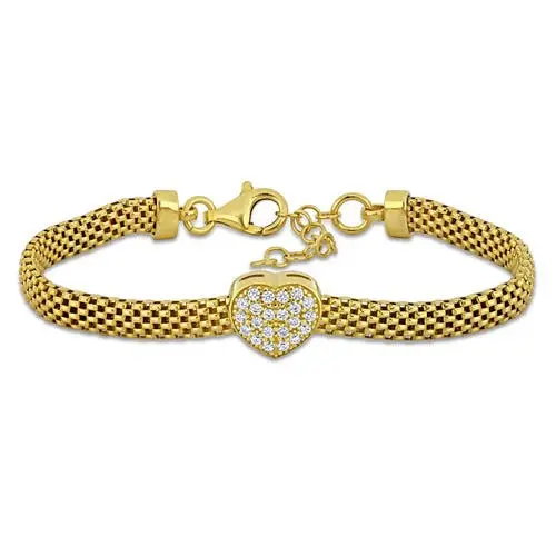 JULIANNA B. Cubic Zirconia Heart Bracelet - Yellow-plated