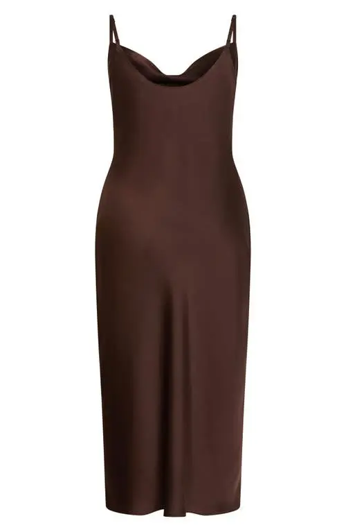 City Chic Satin Slipdress - Truffle