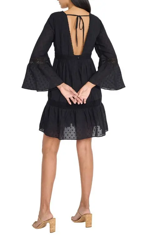 princess polly baby blue dress Sheer Lace Long Sleeve Mini Dress In Black | SOUR FIGS