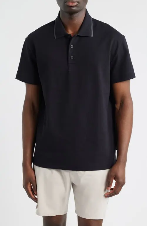 On Courtside Tipped Piqué Polo - Black/eclipse