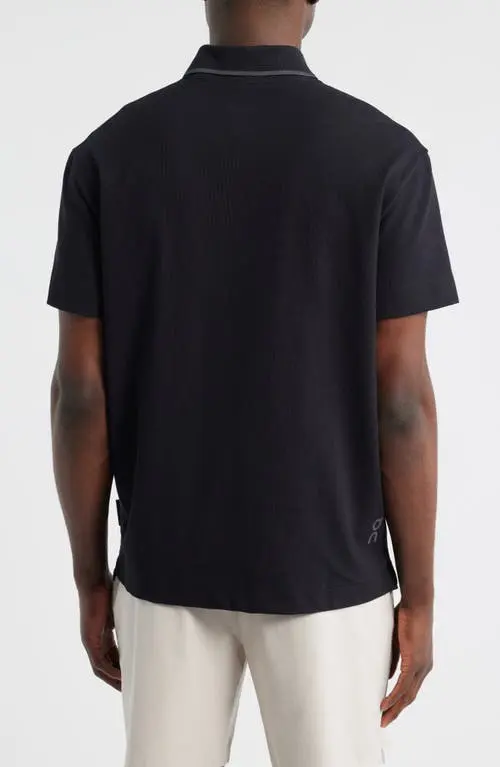 On Courtside Tipped Piqué Polo - Black/eclipse