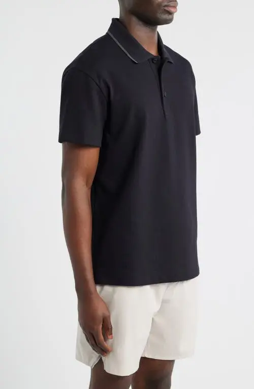 On Courtside Tipped Piqué Polo - Black/eclipse