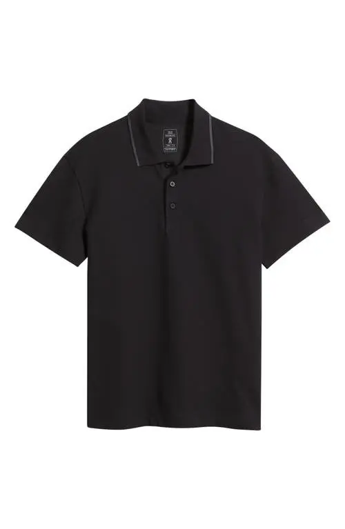 On Courtside Tipped Piqué Polo - Black/eclipse