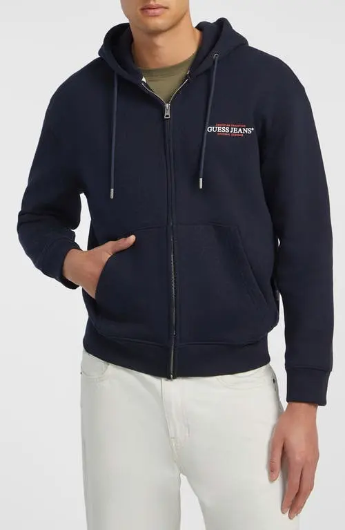 Guess Regular Fit Embroidered Logo Zip Hoodie