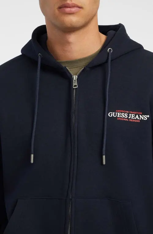 Guess Regular Fit Embroidered Logo Zip Hoodie