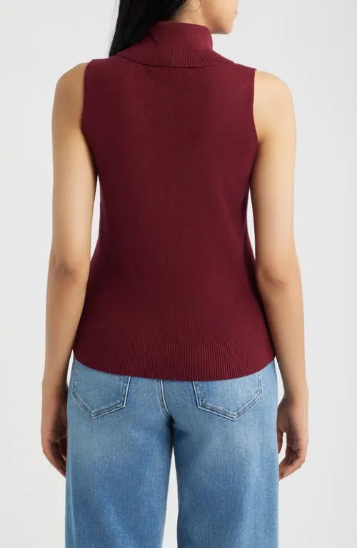 CITY BLUES Sleeveless Turtleneck Sweater - Cherry