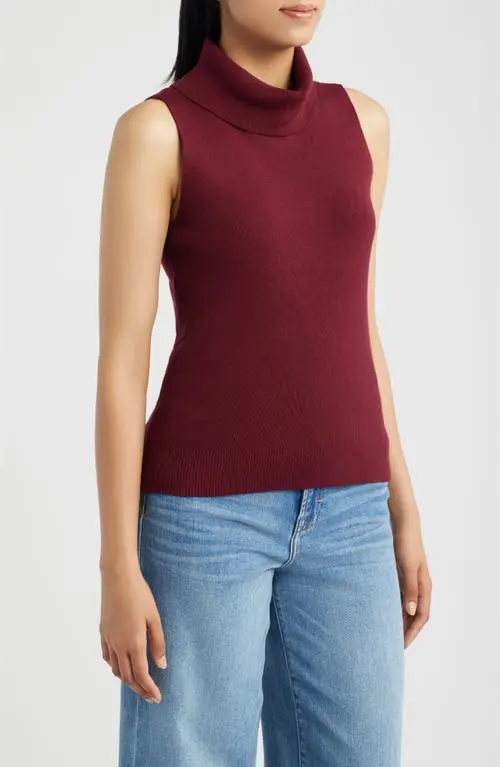 CITY BLUES Sleeveless Turtleneck Sweater - Cherry