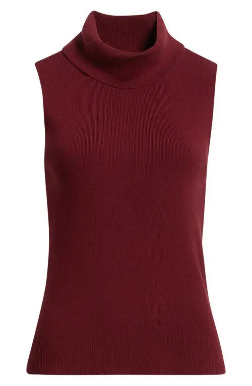 CITY BLUES Sleeveless Turtleneck Sweater - Cherry