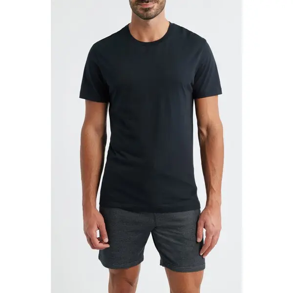 Mack Weldon Slim Fit Crewneck Pima Cotton T-shirt - True Black