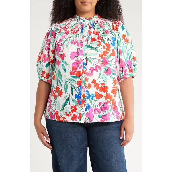 SUGARLIPS Floral Print Smocked Top