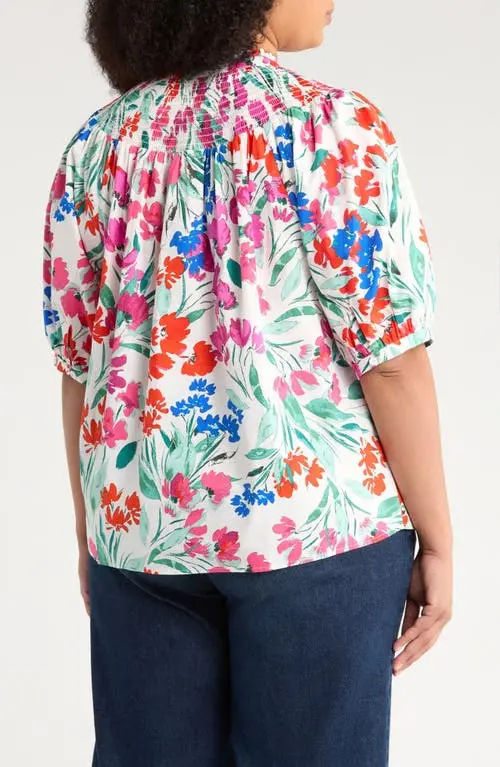 SUGARLIPS Floral Print Smocked Top