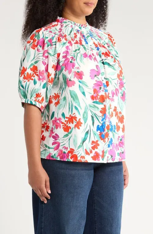 SUGARLIPS Floral Print Smocked Top