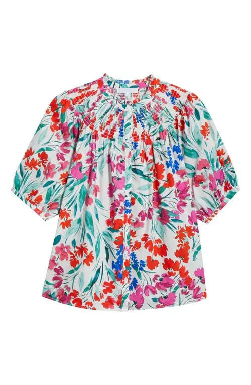 SUGARLIPS Floral Print Smocked Top