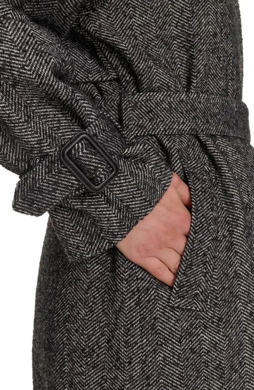 LEVI'S Belted Longline Coat - Houndstooth