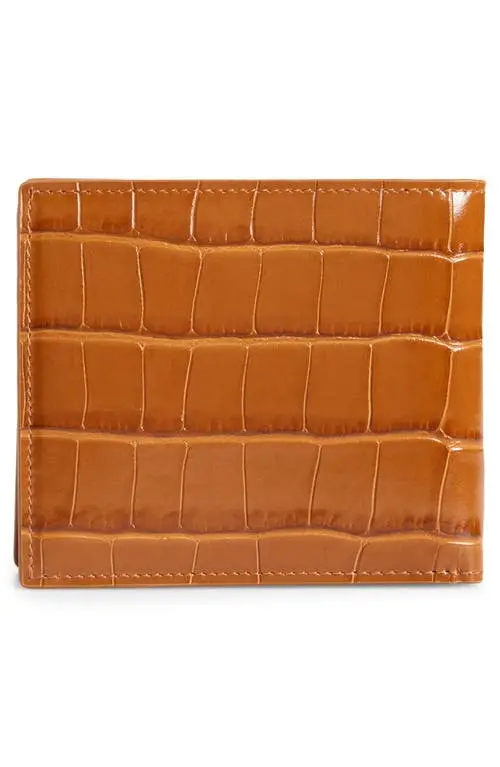 Amiri Ma Icon Croc Embossed Leather Bifold Wallet - Malt