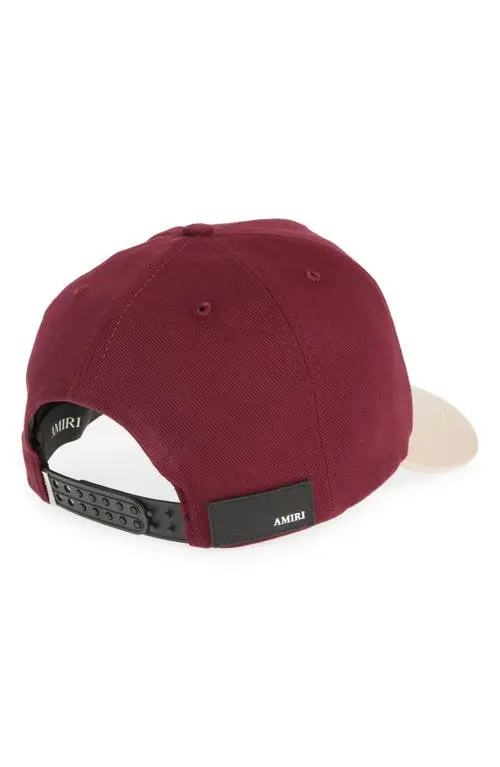 Amiri Two-tone Cotton & Leather Baseball Cap - Wine