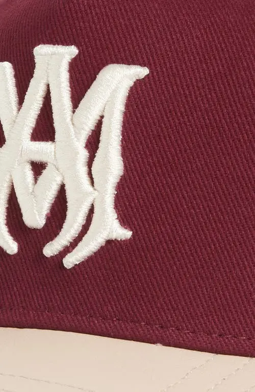 Amiri Two-tone Cotton & Leather Baseball Cap - Wine