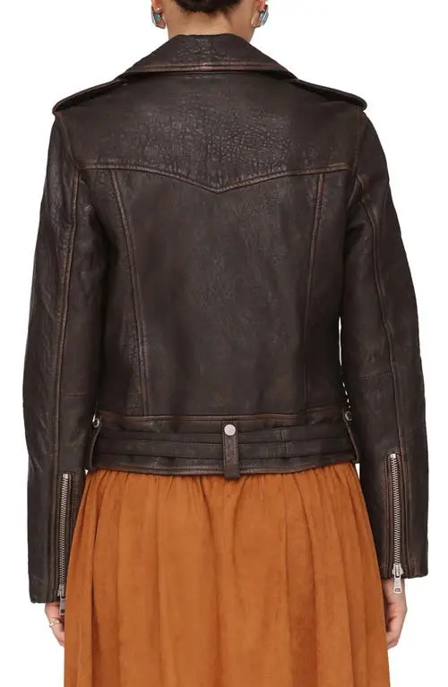 Avec Les Filles Relaxed Leather Moto Jacket