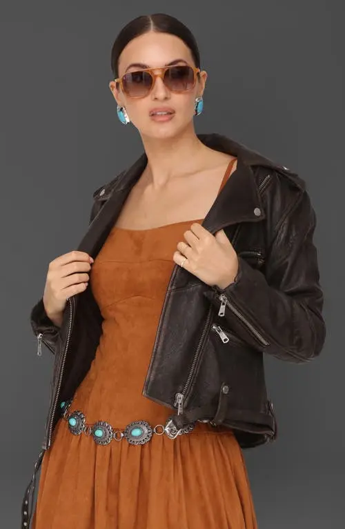 Avec Les Filles Relaxed Leather Moto Jacket