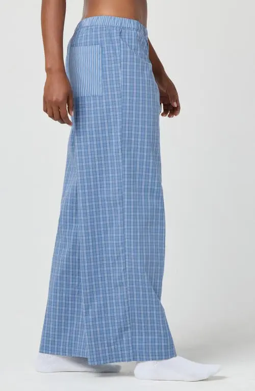 FLORENCE BY MILLS Micro Plaid Wide Leg Pants - Vintage Blue Plaid