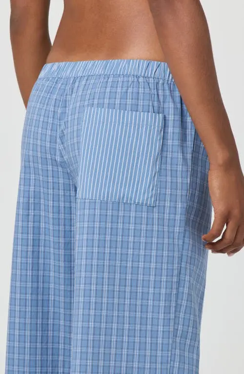 FLORENCE BY MILLS Micro Plaid Wide Leg Pants - Vintage Blue Plaid