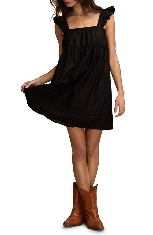 Lucky Brand Ruched Flutter Minidress - Caviar