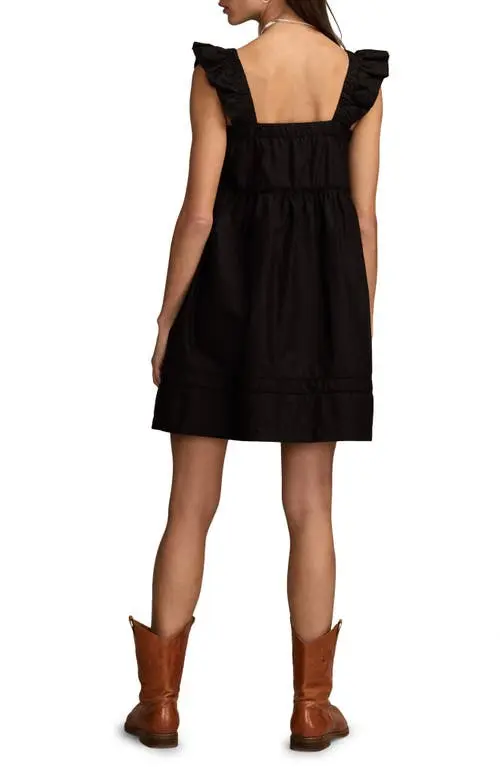 Lucky Brand Ruched Flutter Minidress - Caviar