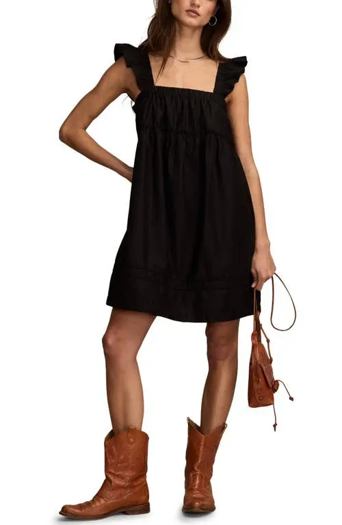 Lucky Brand Ruched Flutter Minidress - Caviar
