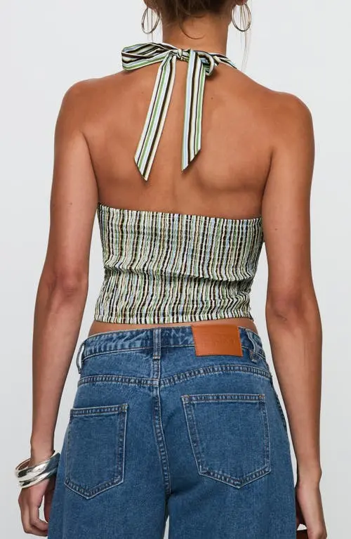 Princess Polly High Gear Stripe Smocked Halter Top