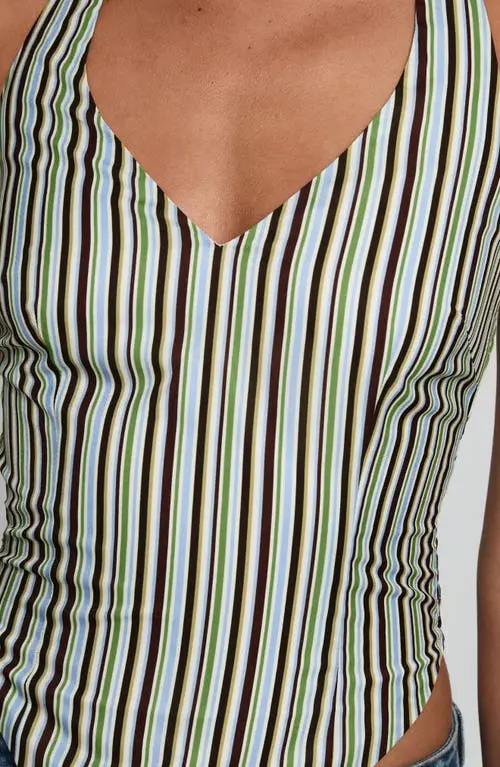 Princess Polly High Gear Stripe Smocked Halter Top