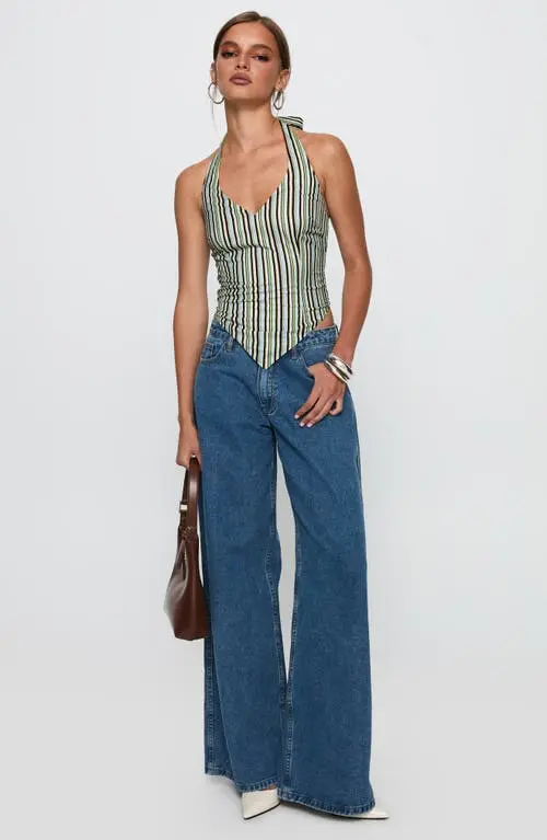 Princess Polly High Gear Stripe Smocked Halter Top