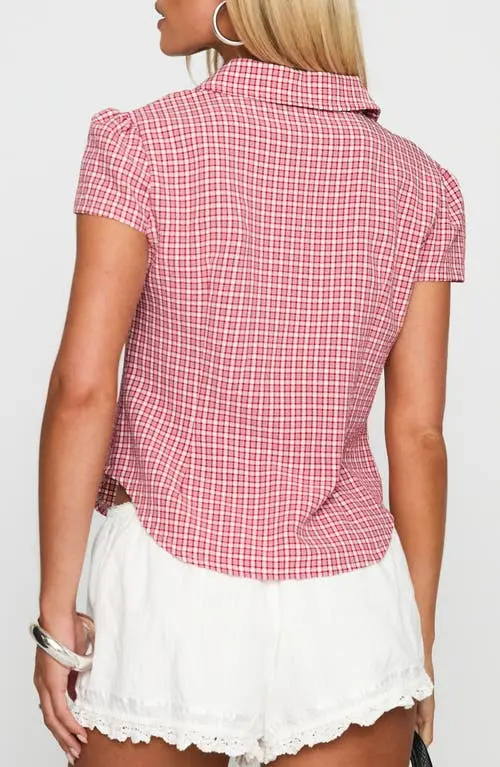 Princess Polly Plaid Button-up Crop Shirt