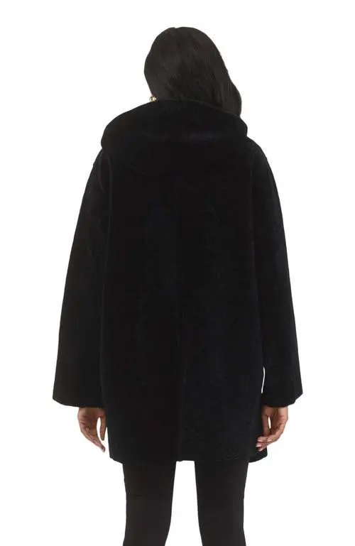 Gorski Reversible Textured Genuine Shearling Parka - Black/black