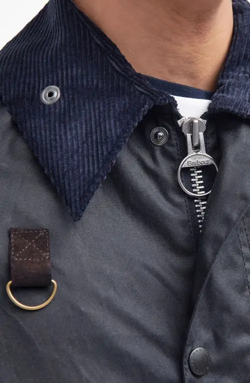 Barbour Spey Slim Waxed Cotton Jacket - Navy