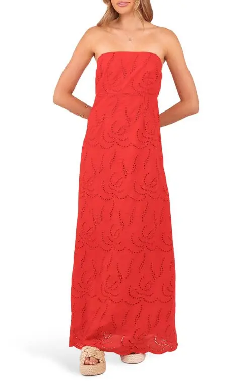 PETAL & PUP Annika Eyelet Strapless Maxi Dress