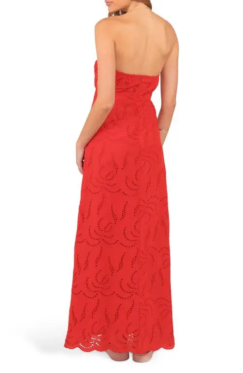 PETAL & PUP Annika Eyelet Strapless Maxi Dress