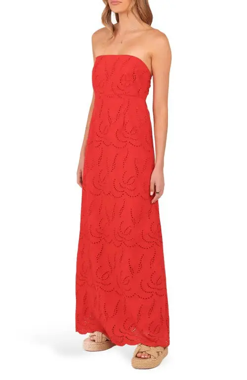 PETAL & PUP Annika Eyelet Strapless Maxi Dress