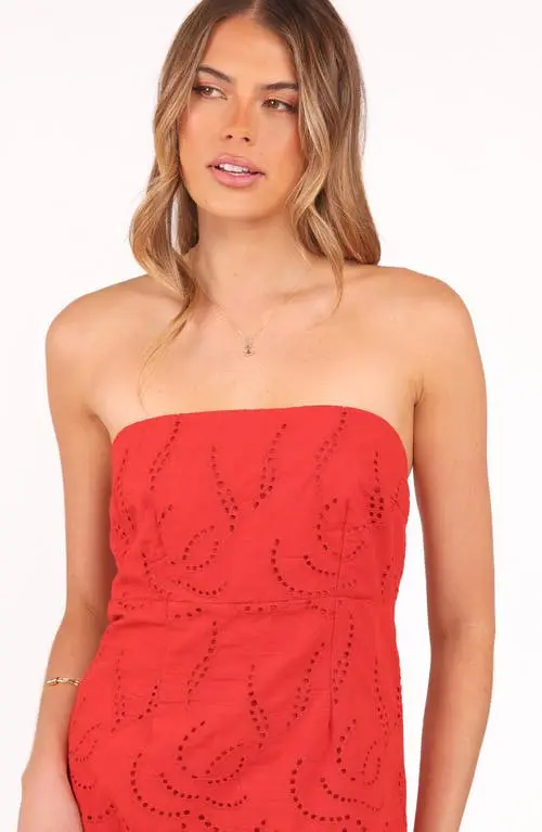 PETAL & PUP Annika Eyelet Strapless Maxi Dress