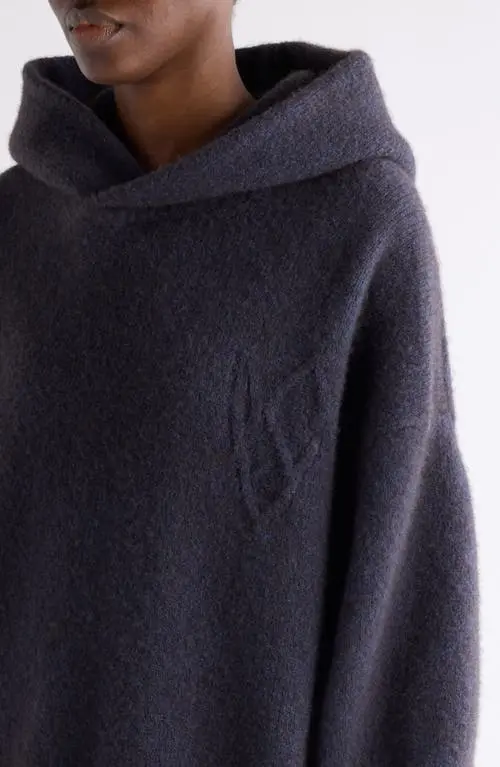 Acne Studios Krisp Layered Yak Hair & Alpaca Blend Sweater Hoodie - Graphite Grey