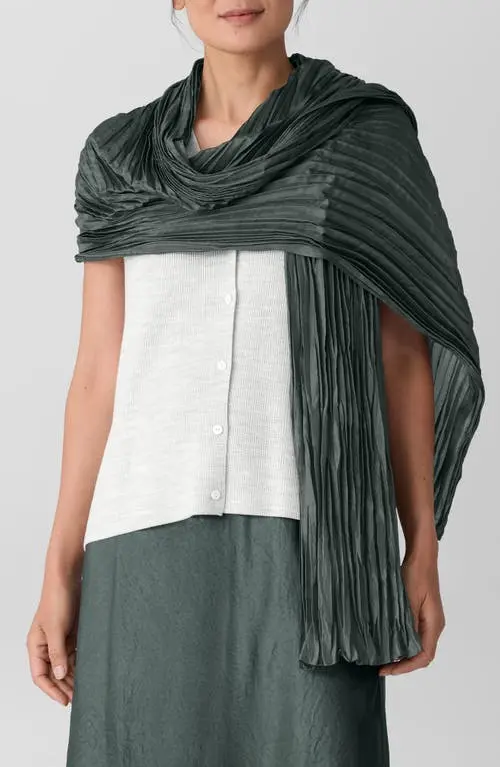 Eileen Fisher Whisper Pleated Silk Scarf - Everglade