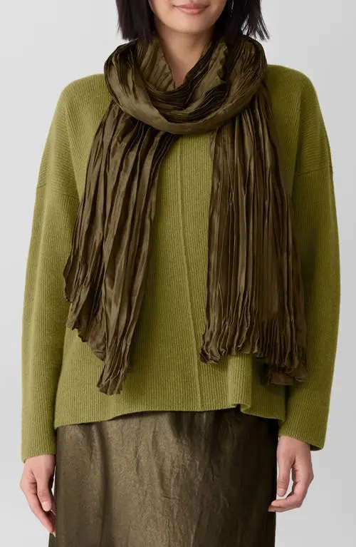 Eileen Fisher Whisper Pleated Silk Scarf - Serpentine