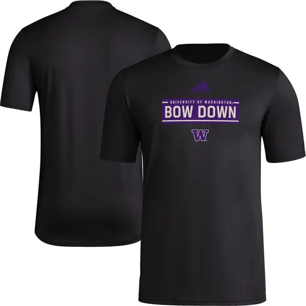 Adidas Washington Huskies Locker Slogan Pre-game T-shirt - Black