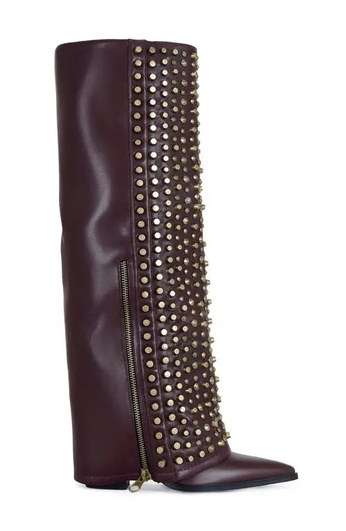 AZALEA WANG Agustue Knee High Boots - Burgundy