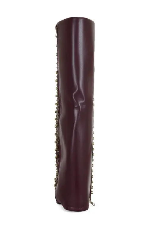 AZALEA WANG Agustue Knee High Boots - Burgundy