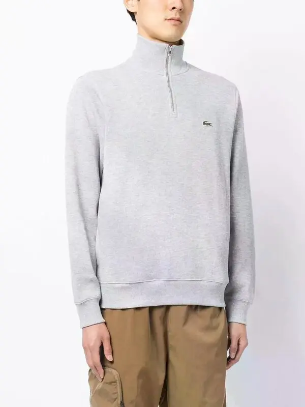 Lacoste Fine-ribbed High-neck Sweatshirt - Grey
