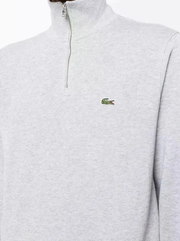 Lacoste Fine-ribbed High-neck Sweatshirt - Grey